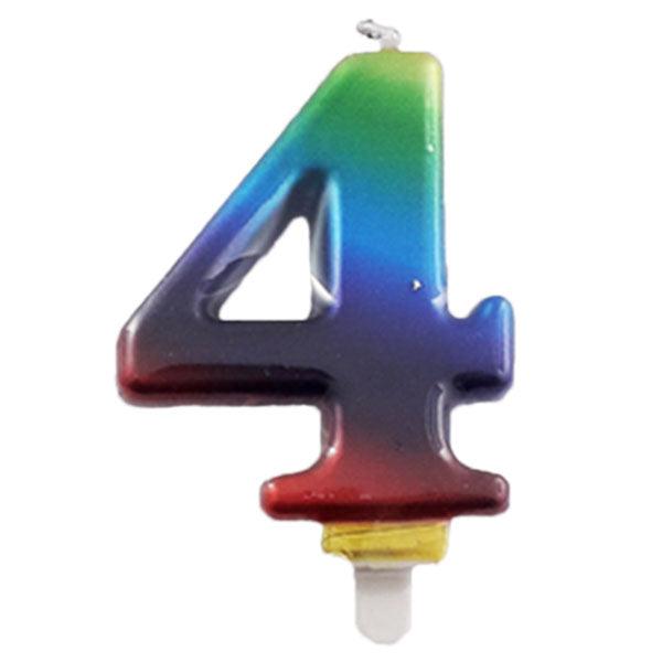 Metallic Rainbow Candle - Number 4 NZ | The Party Room Metallic Rainbow Candle - Number 4 NZ | The Party Room