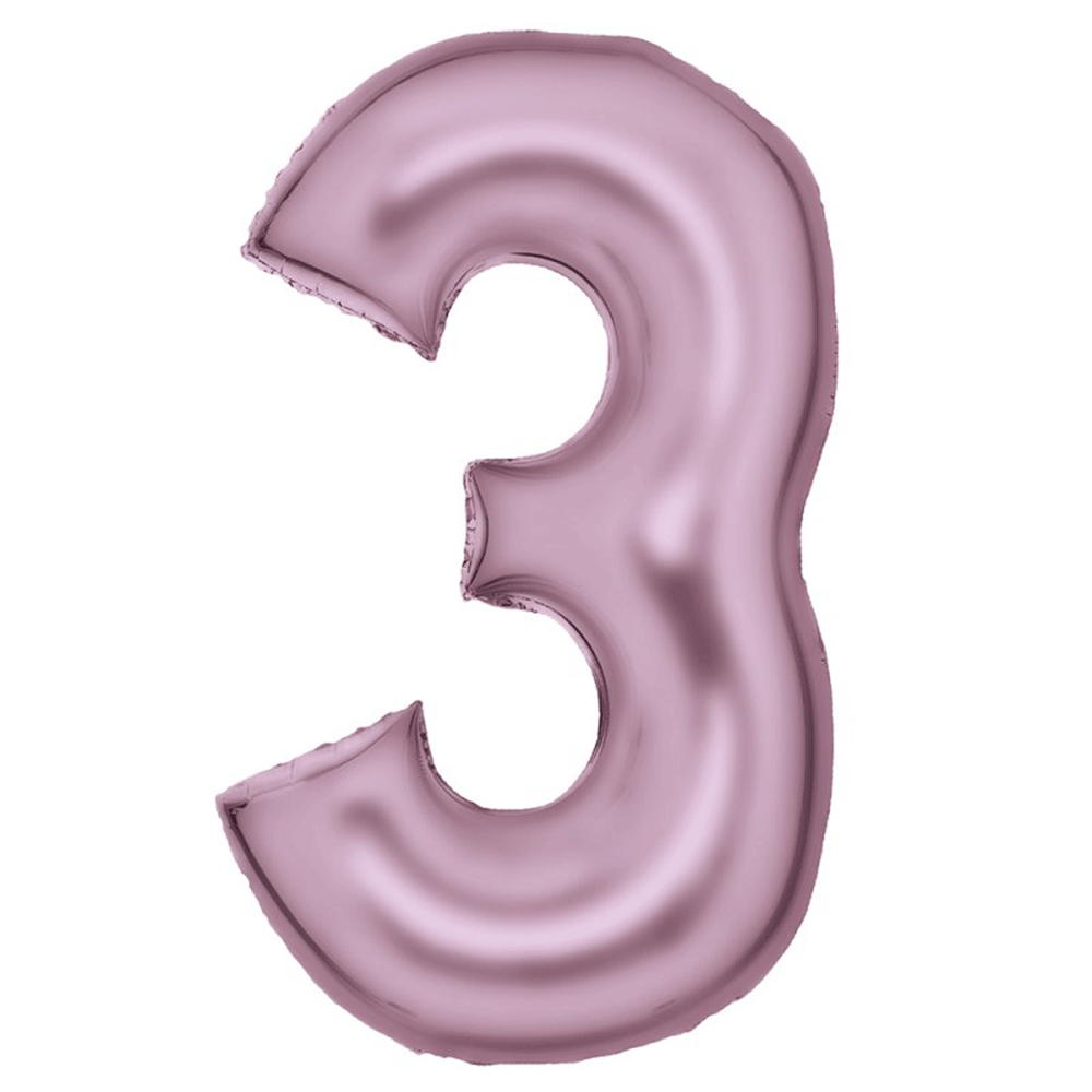 Pastel Pink Giant Foil Number Balloon - 3 – The Party Room