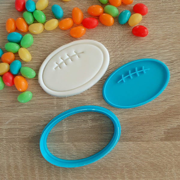 Rugby Ball Cookie Cutter & Fondant Stamp – The Party Room
