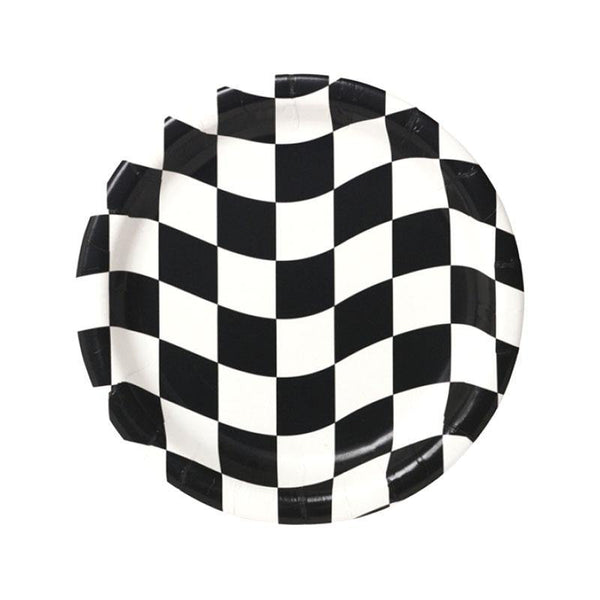 Black & White Checkered Plates NZ | The Party Room