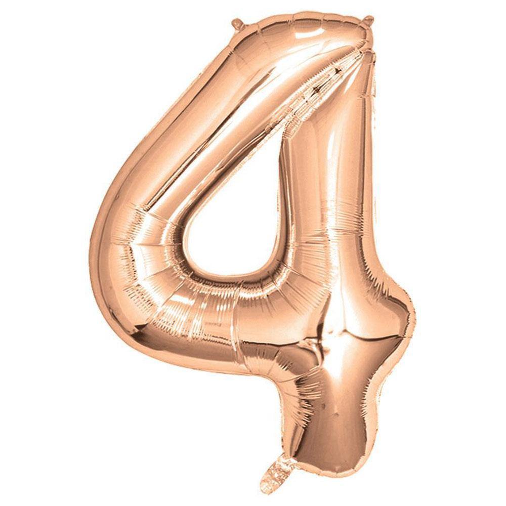 Big Rose Gold Giant Foil Number Balloons - 4 | The Party Room NZ