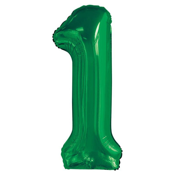 Green Giant Foil Number Balloon - 1 | The Party Room NZ