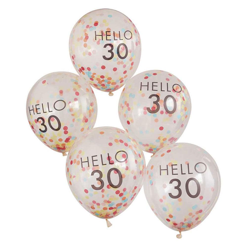Hello 30 Rainbow Confetti 30th Birthday Balloons NZ | The Party Room