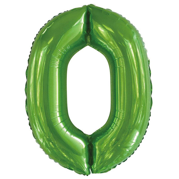 Lime Green Giant Foil Number Balloon - 0 | The Party Room NZ
