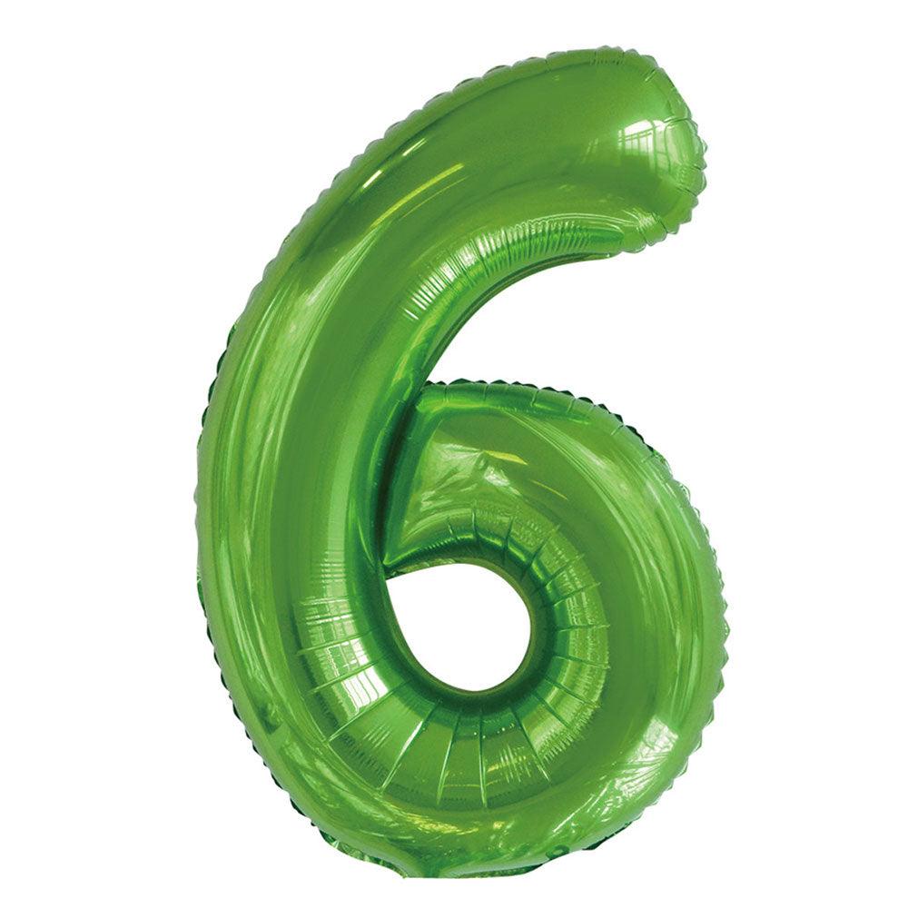 Lime Green Giant Foil Number Balloon - 6 | The Party Room NZ
