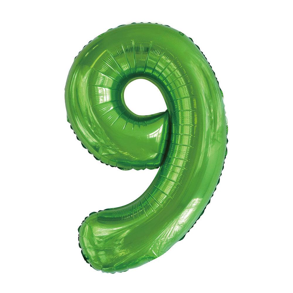 Lime Green Giant Foil Number Balloon - 9 | The Party Room NZ