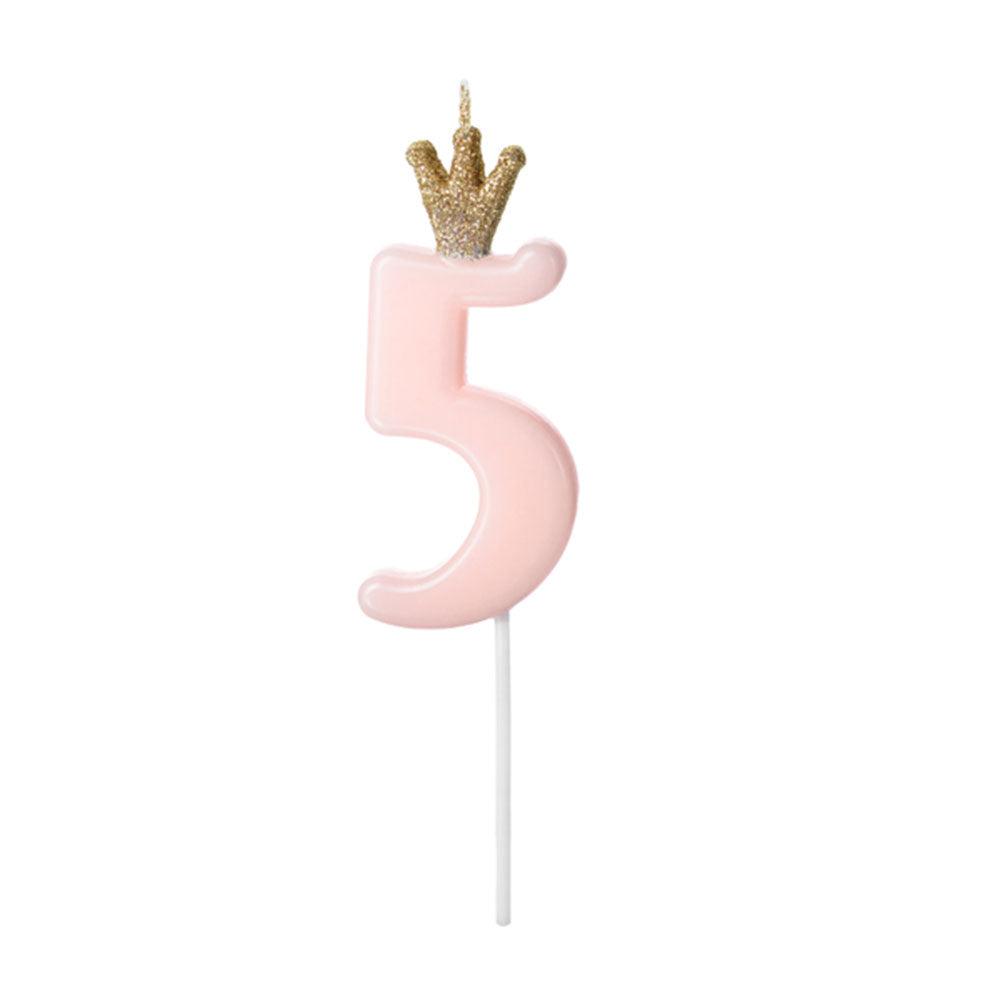 Pink Number 5 Crown Candle | Decorations NZ | The Party Room
