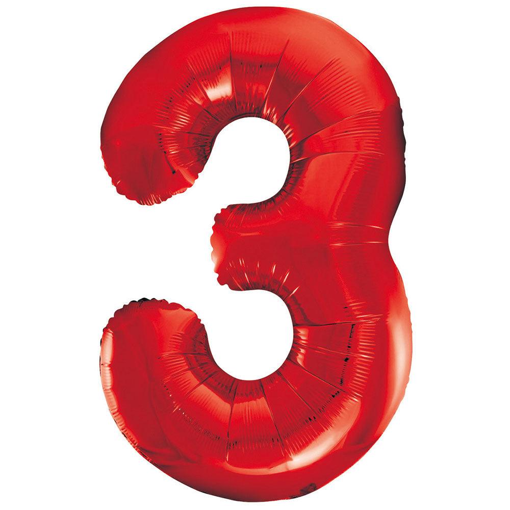 Red Giant Foil Number Balloon 3 | Balloons NZ | The Party Room