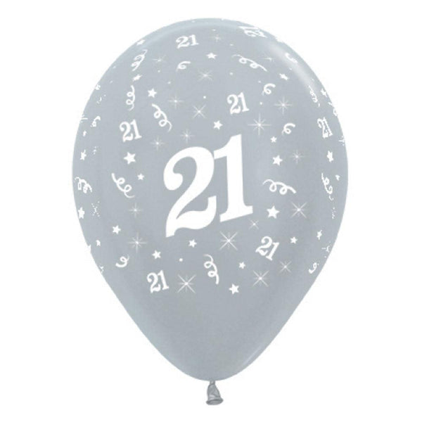Satin Silver 21st Birthday Balloons NZ | The Party Room